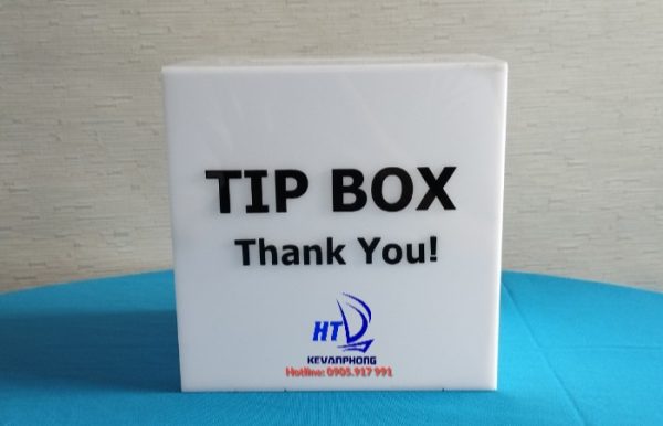 Hộp Tip Box 15x15x15cm- Hộp Đựng Tiền Bo Bằng Mica - Văn phòng Phẩm HTD
